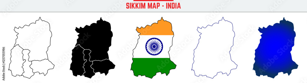 Sikkim, State, SK, Outline Icon – India Map Silhouette Vector. India ...