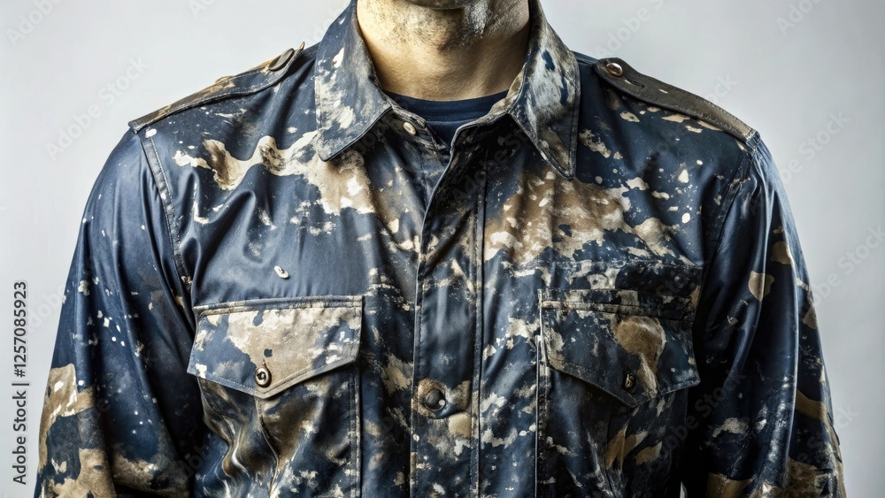Navy uniform covered in a thick layer of slimy substance, isolation ...