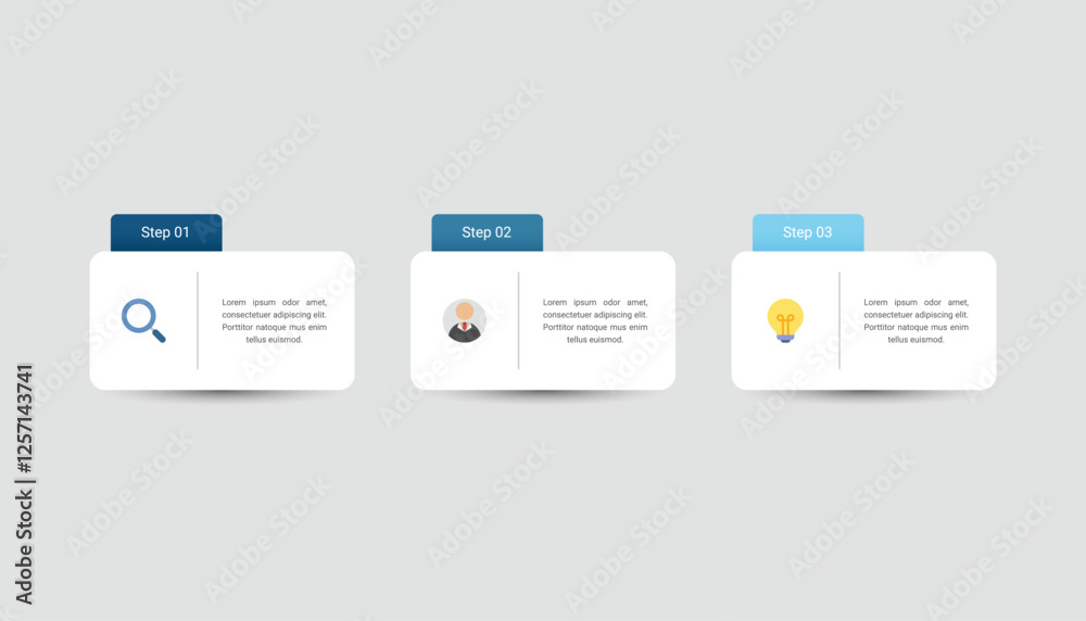 Modern 3 steps infographic diagram with icons for data visualization ...