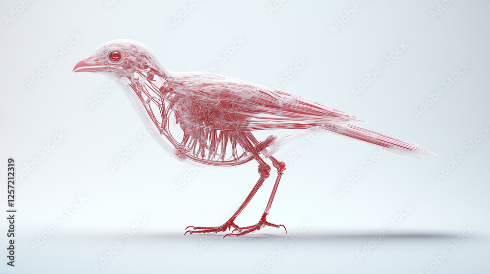 Avian Anatomy: X-Ray Style Bird: Intricate detail of a bird's skeletal ...