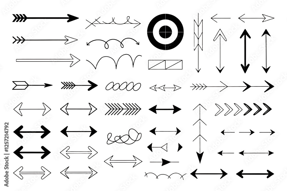 Diverse Arrow Set PNG – Straight, Curved, Dashed, Looped & Zigzag ...