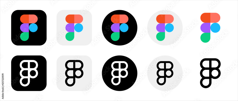 Figma logo icon transparent png download. New Figma icon 2025. High resolution vector set Stock ...