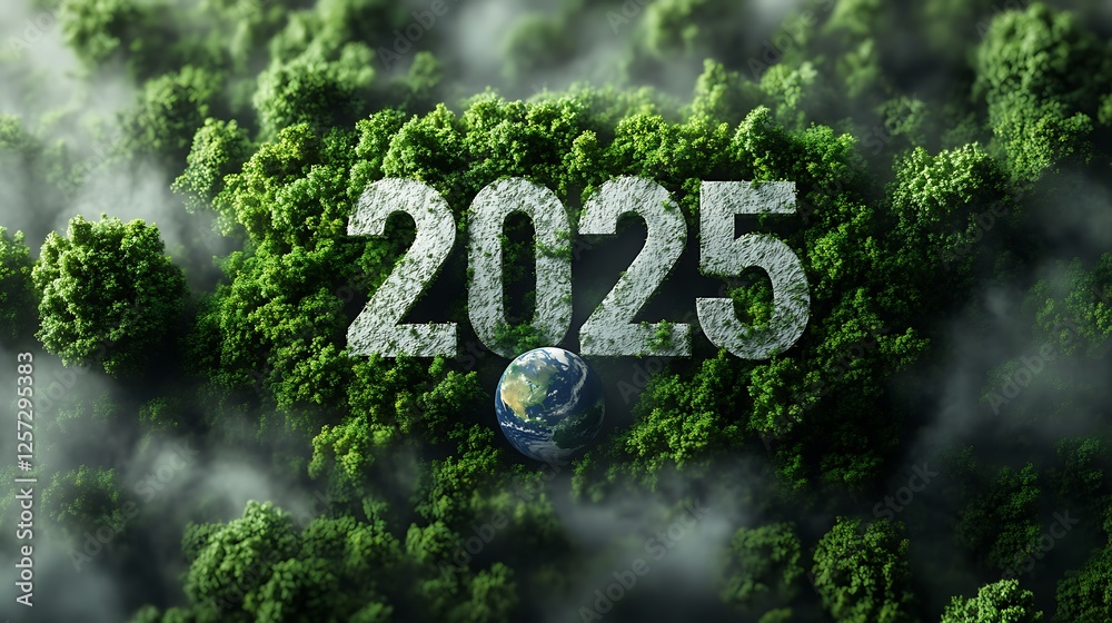 Earth 2025 A Vision for Sustainability, 3d planet earth of the number ...