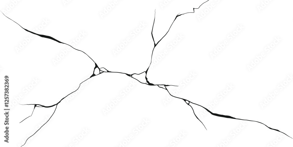 Cracked wall. Damage surface crack and fissure in ground, concrete ...