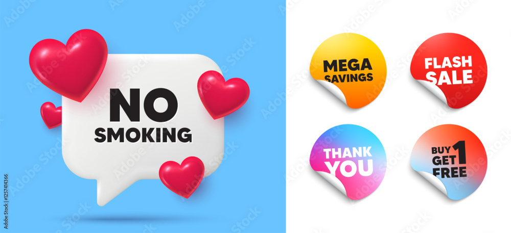 No smoking speech bubble, sticker tags. Get free, Flash sale stickers ...