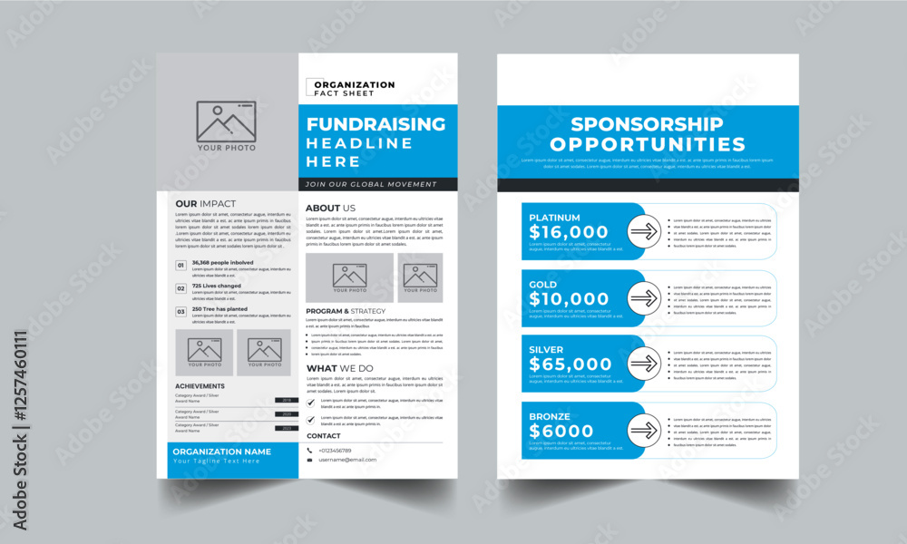 Nonprofit Fundraising , Sponsorship Levels Event Flyers 2 style design ...