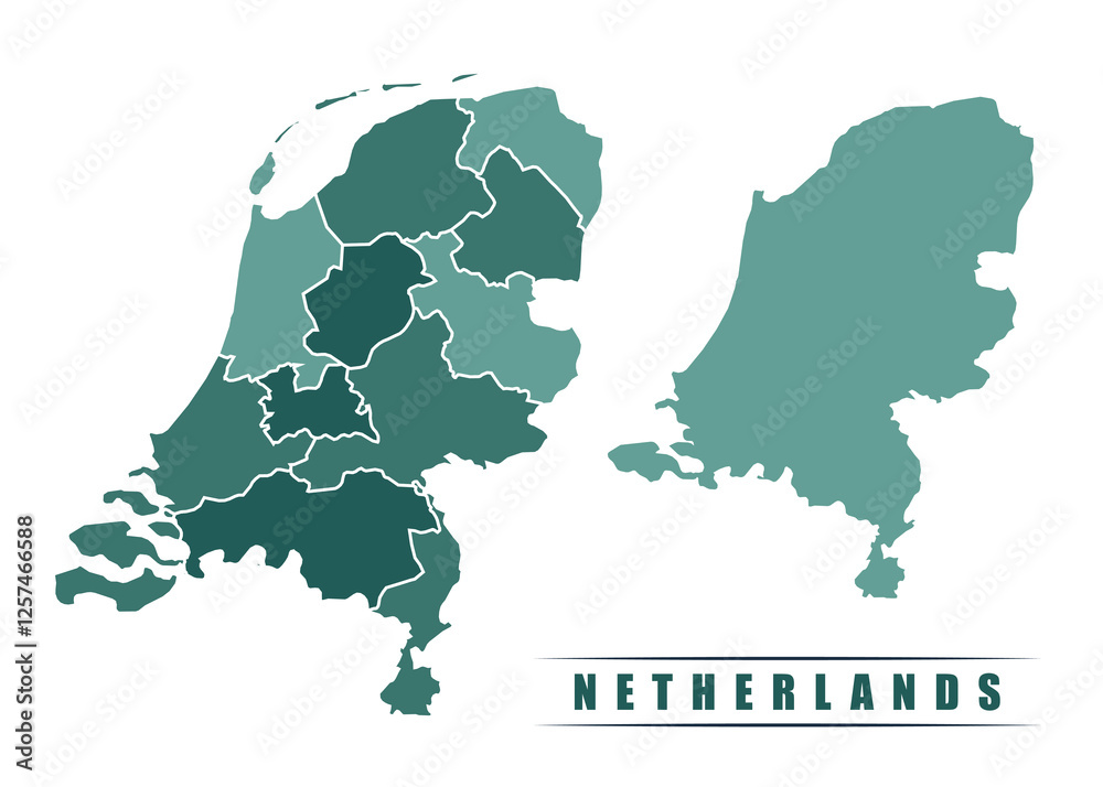 Netherlands simple flat political map with states border Stock Vector ...
