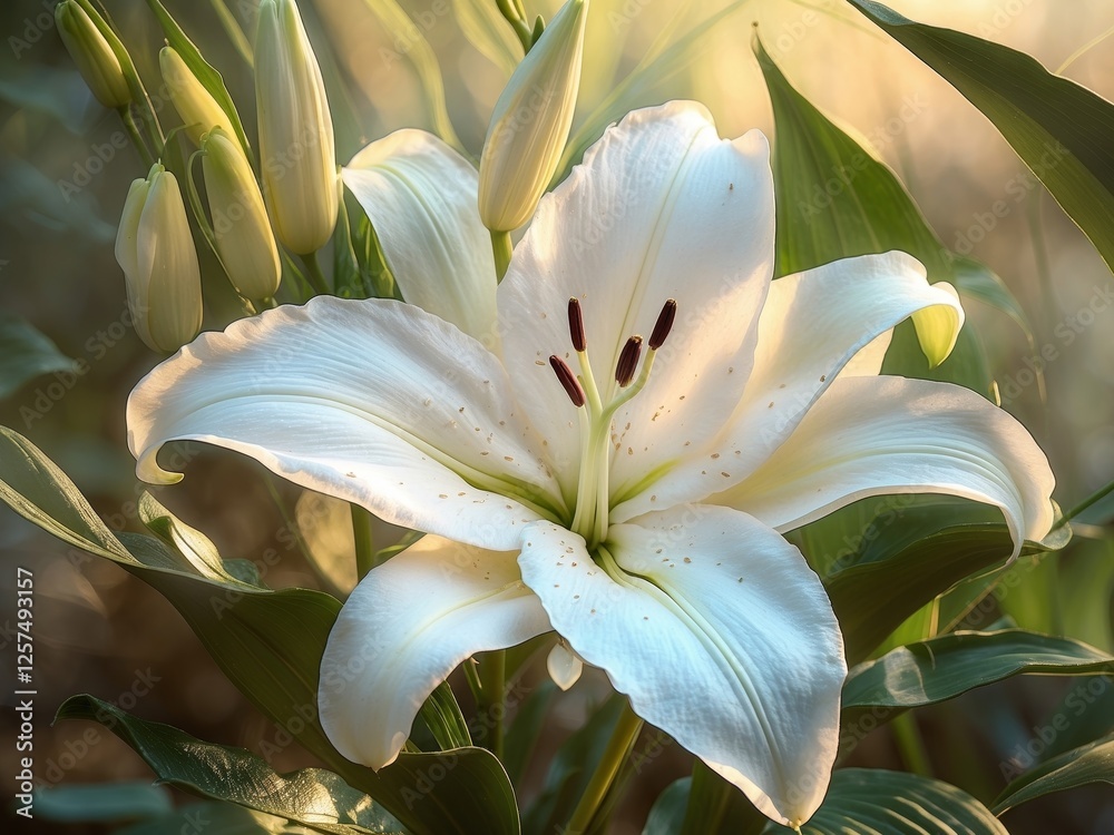 Pure White Lily Blossom in Natural Surroundings - A Stunning Flower ...
