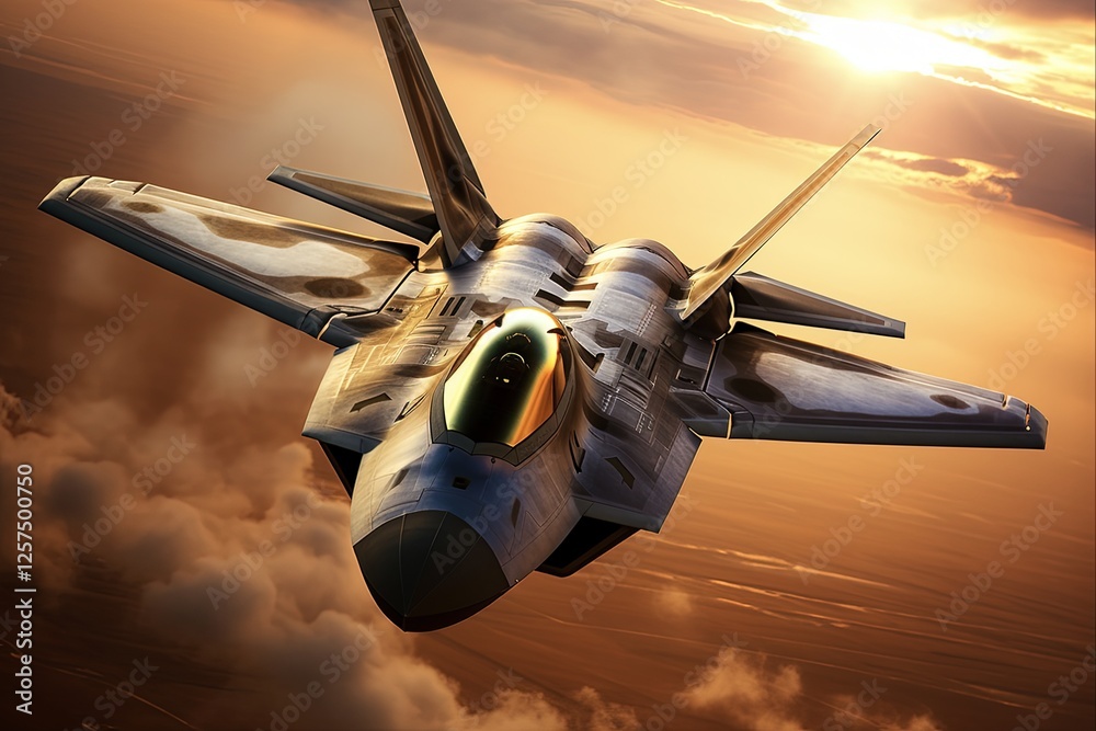 Speeding Success in the Skies: Close Tail View of F-22 Raptor Fighter ...
