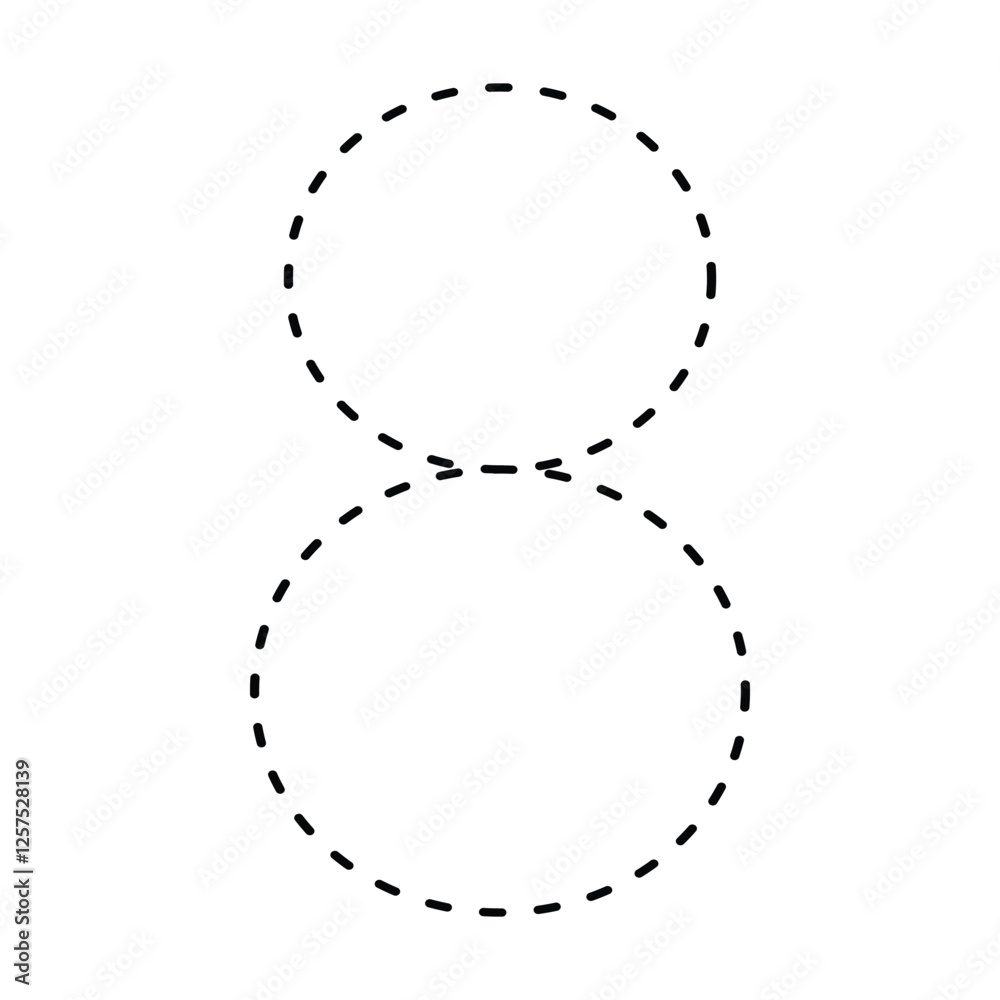 Tracing number 8 prewriting dotted line math worksheet element for ...