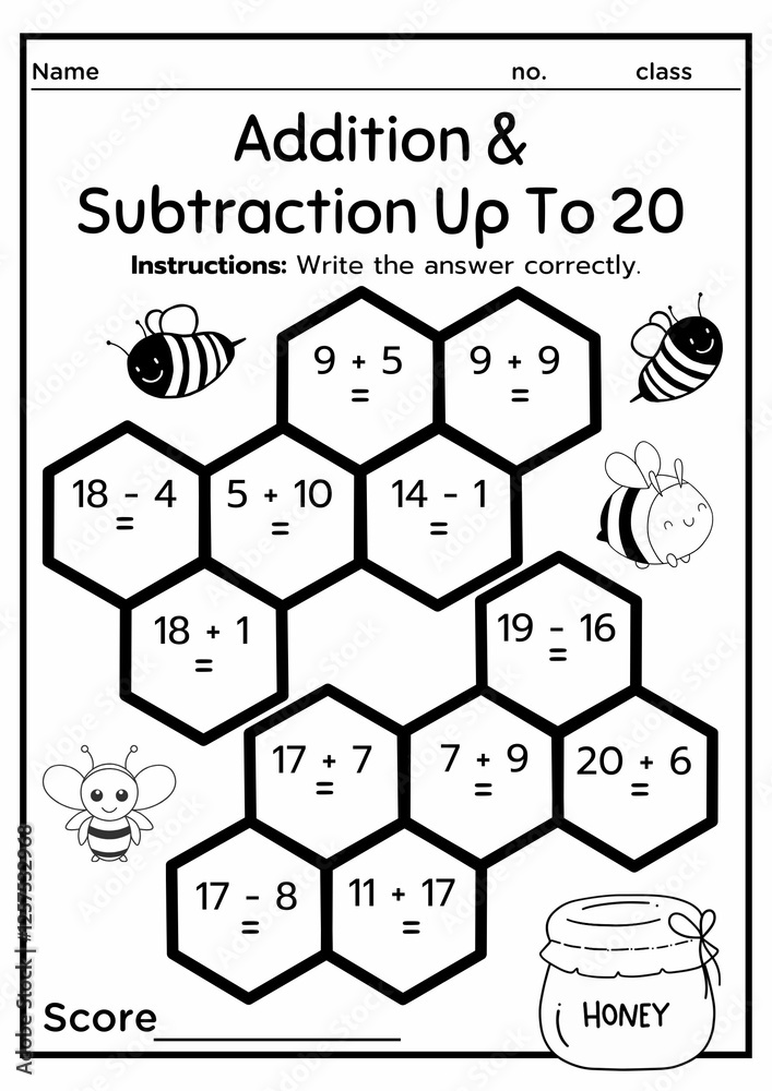 This Addition & Subtraction Up To 20 Worksheet is designed for Grade 1 ...