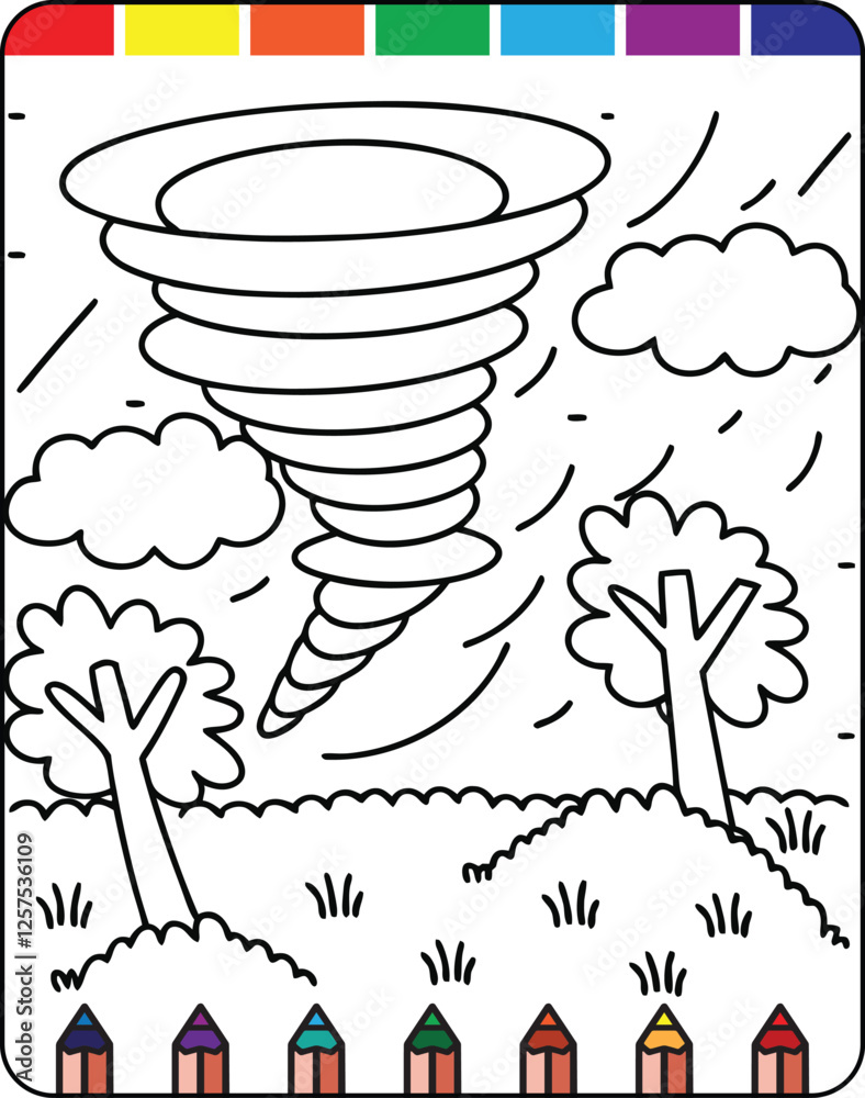 Hurricane Storms and Strong Winds Fun Coloring Page for Natural ...