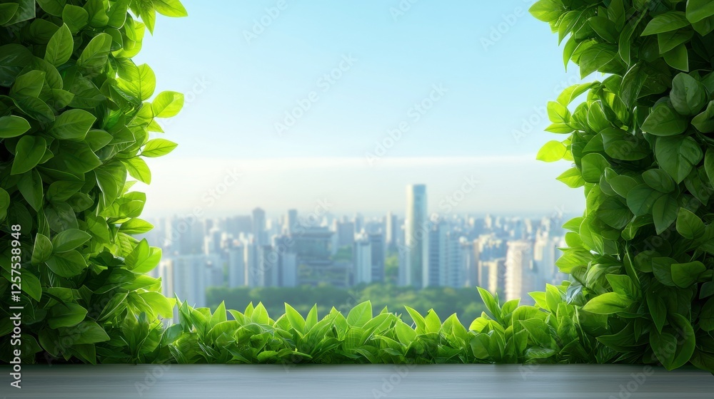 net zero carbon A city skyline powered by renewable energy, with clean ...