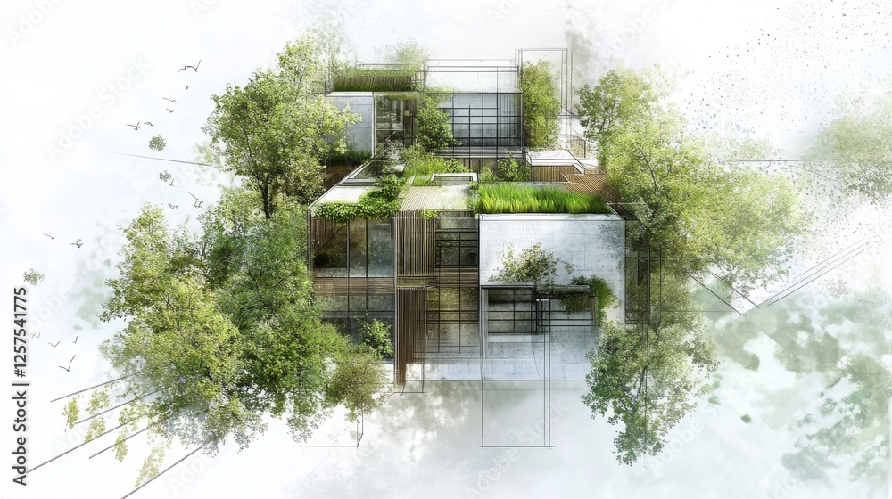 sustainable urban design, environmental architecture concept, green ...