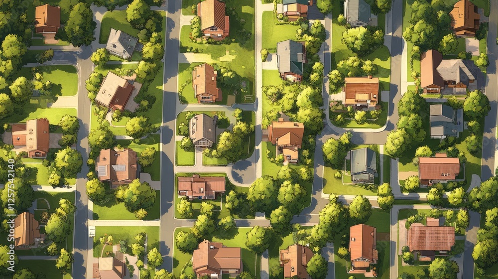 urban development mapping, residential community plan, aerial site ...