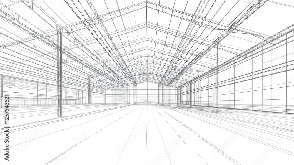 warehouse architectural drawing, industrial space blueprint, structural ...