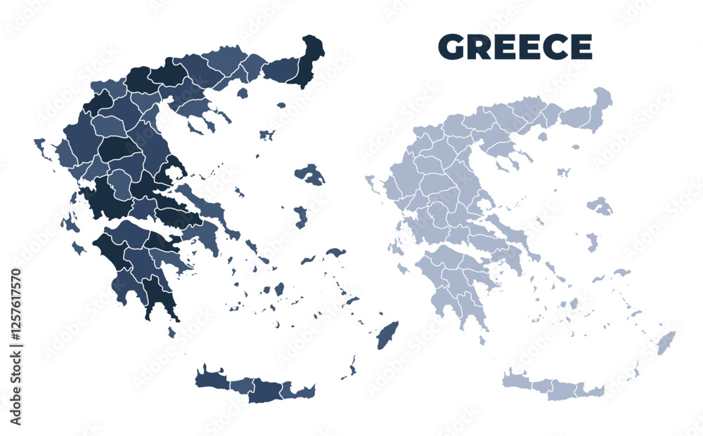 Greece political map with states border outline Stock Vector | Adobe Stock