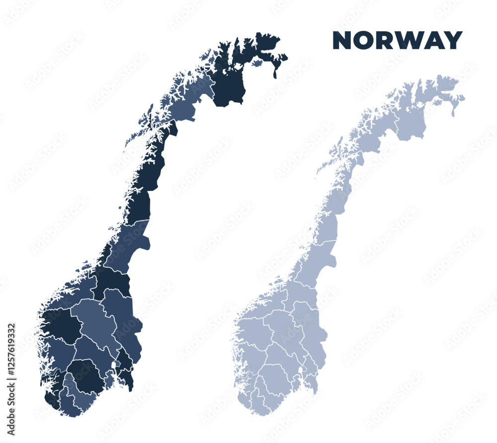 Norway political map with states border outline Stock Vector | Adobe Stock