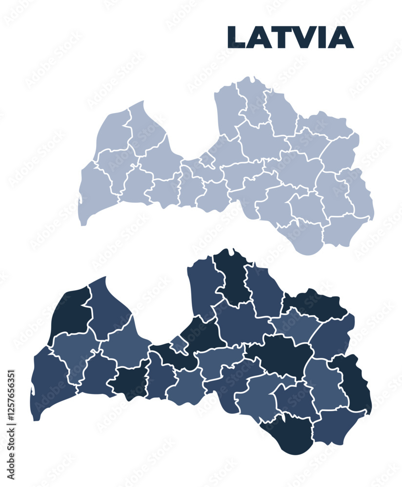 Latvia political map with states border outline Stock Vector | Adobe Stock