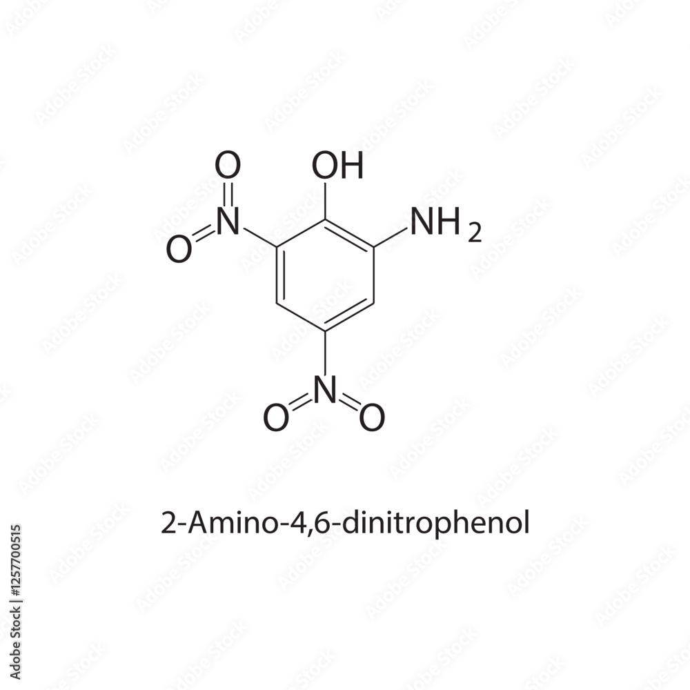 2-Amino-4,6-dinitrophenol skeletal structure.Nitroaromatic compound ...