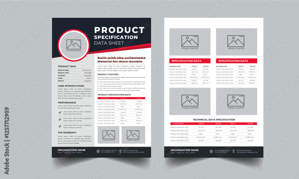 Product Specification Data Sheet, Technical Data Sheet layout template With 2 Style design ...