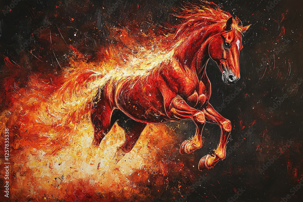 Red fire horse, symbol of the 2026 Chinese New Year, Year of the Horse ...