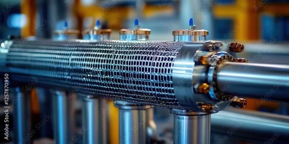 Heat exchanger section of a condenser unit industrial facility ...
