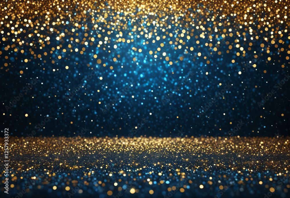 Blue gold background with sparkling glitter Stock Photo | Adobe Stock