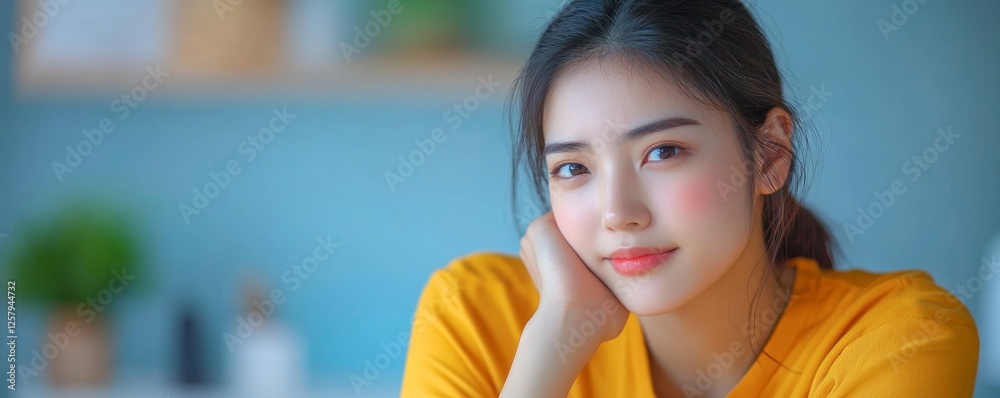 Dermatology, asian young woman reaction from atopic, insect bites on ...