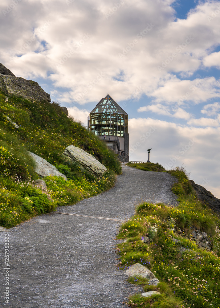 Swarovski Observatory located near snow capped peaks Austrias highest ...