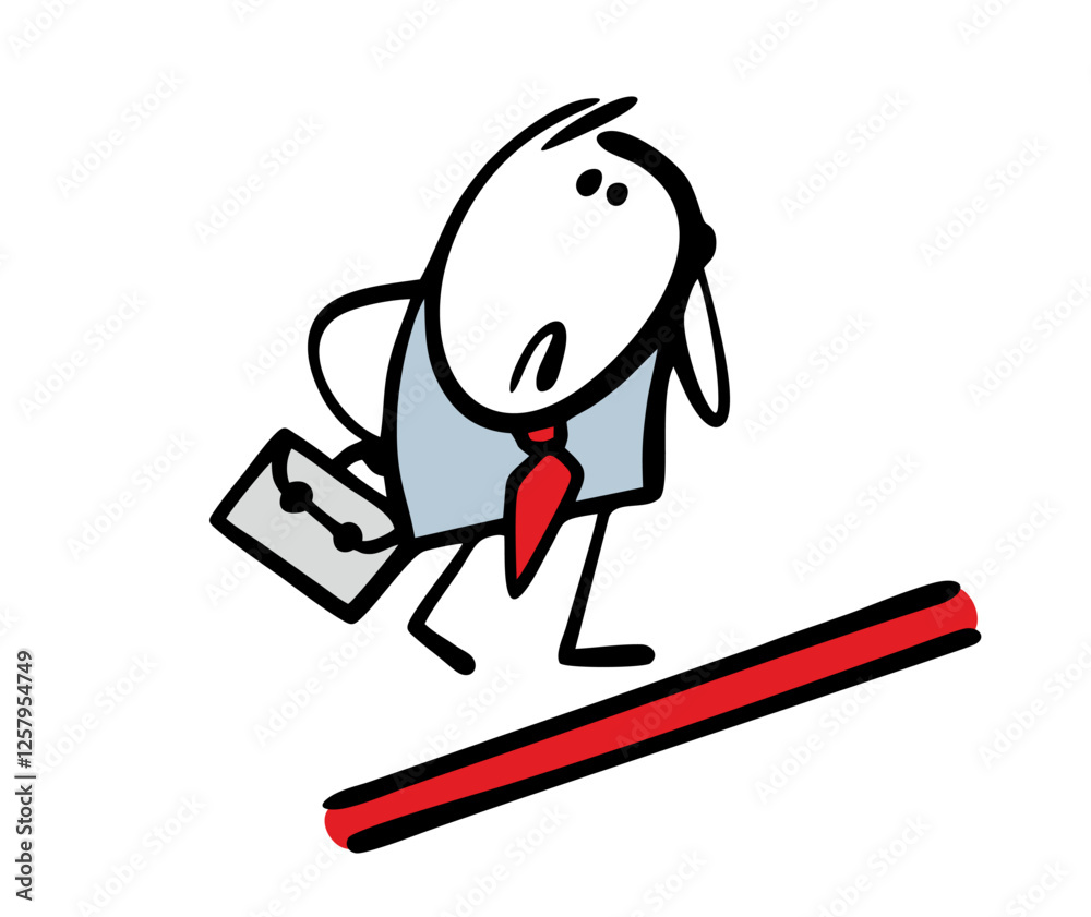 Psychological limiter. Vector illustration businessman stands near the ...