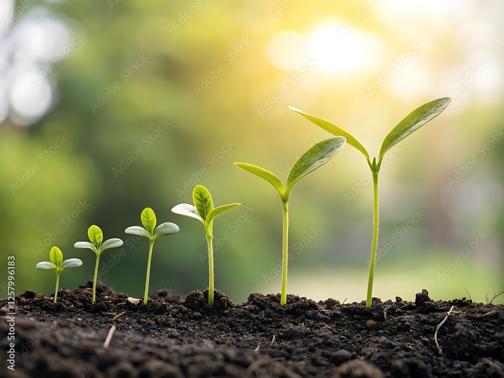 Seedling Growth Stages: A vibrant sequence showcasing the stages of ...