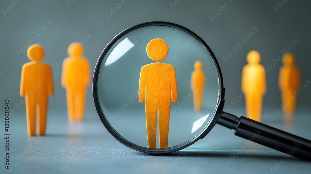 Candidate selection process under a magnifying glass in a professional ...
