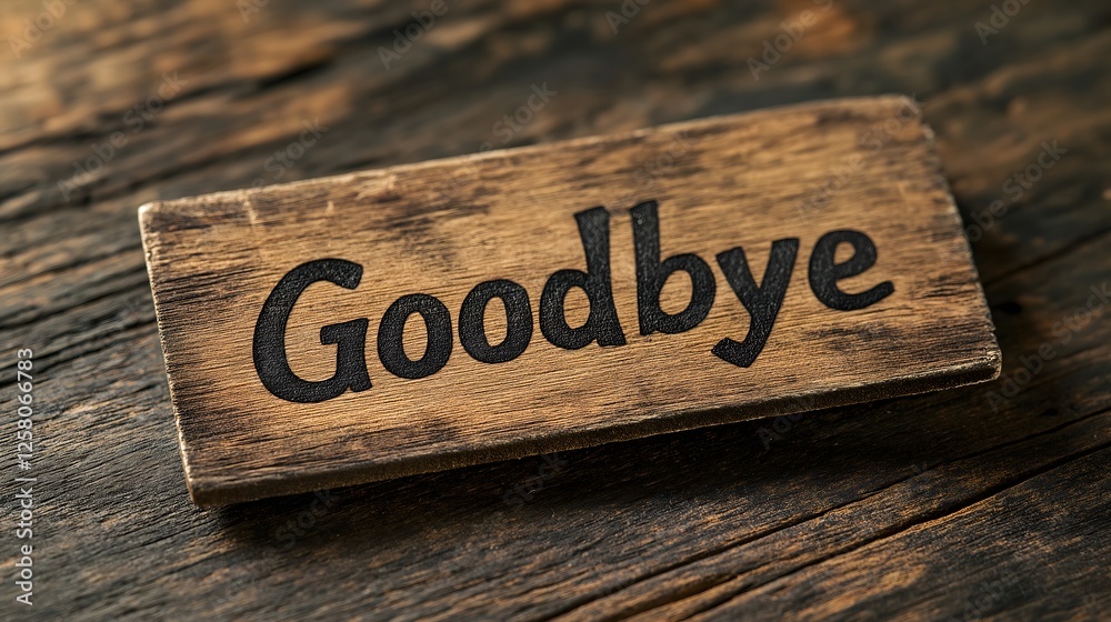Farewell gesture rustic wood setting textual image natural light close ...