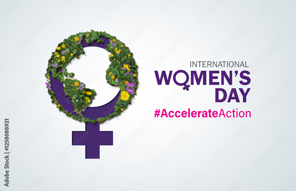 Accelerate action - International women's day concept poster. 2025 women's day campaign theme ...