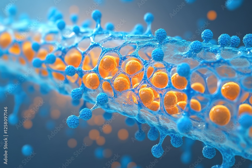 Cell Membrane. Percolated Membrane in Medical Illustration, 3D ...
