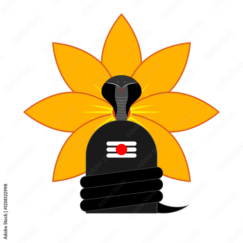 Vector illustration of Snake wrapped around Shiva Linga on transparent ...
