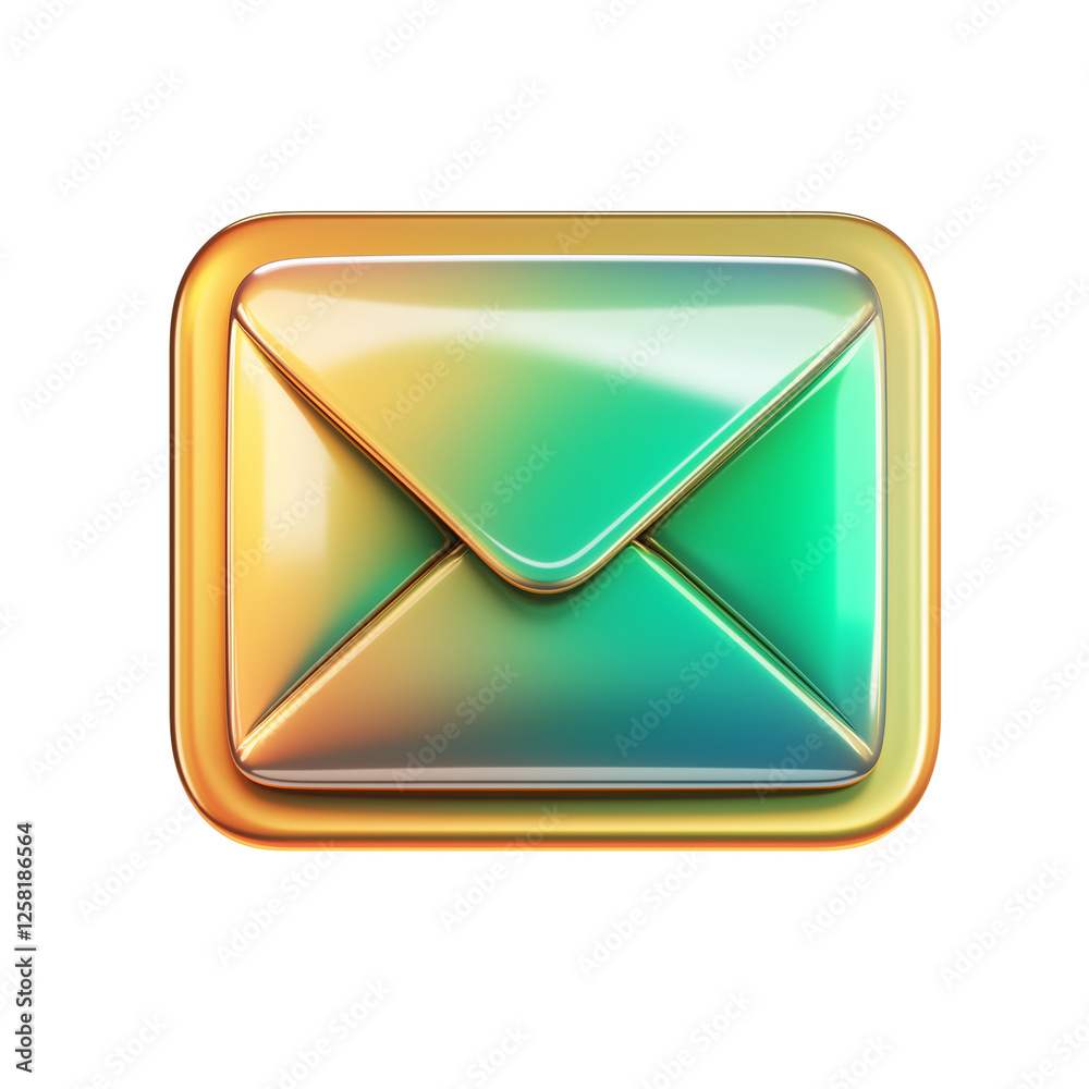 Shiny Gradient Envelope Icon 3D Rendered Email Symbol Communication ...
