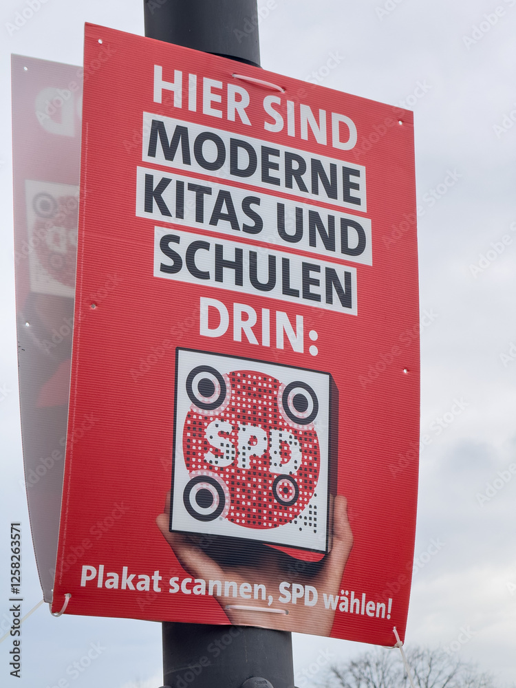 Berlin, Germany - February 2, 2025: Election campaign poster of the ...
