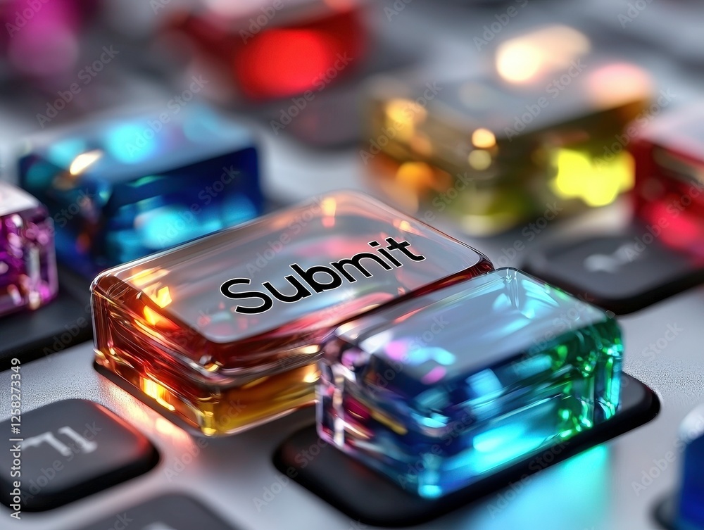 vibrant and colorful keyboard features bold Submit button, showcasing ...