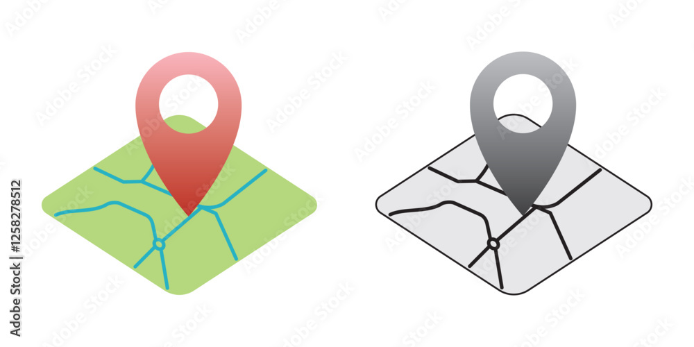 Vector de Stock Pin location on land. Location icon symbol. GPS map ...