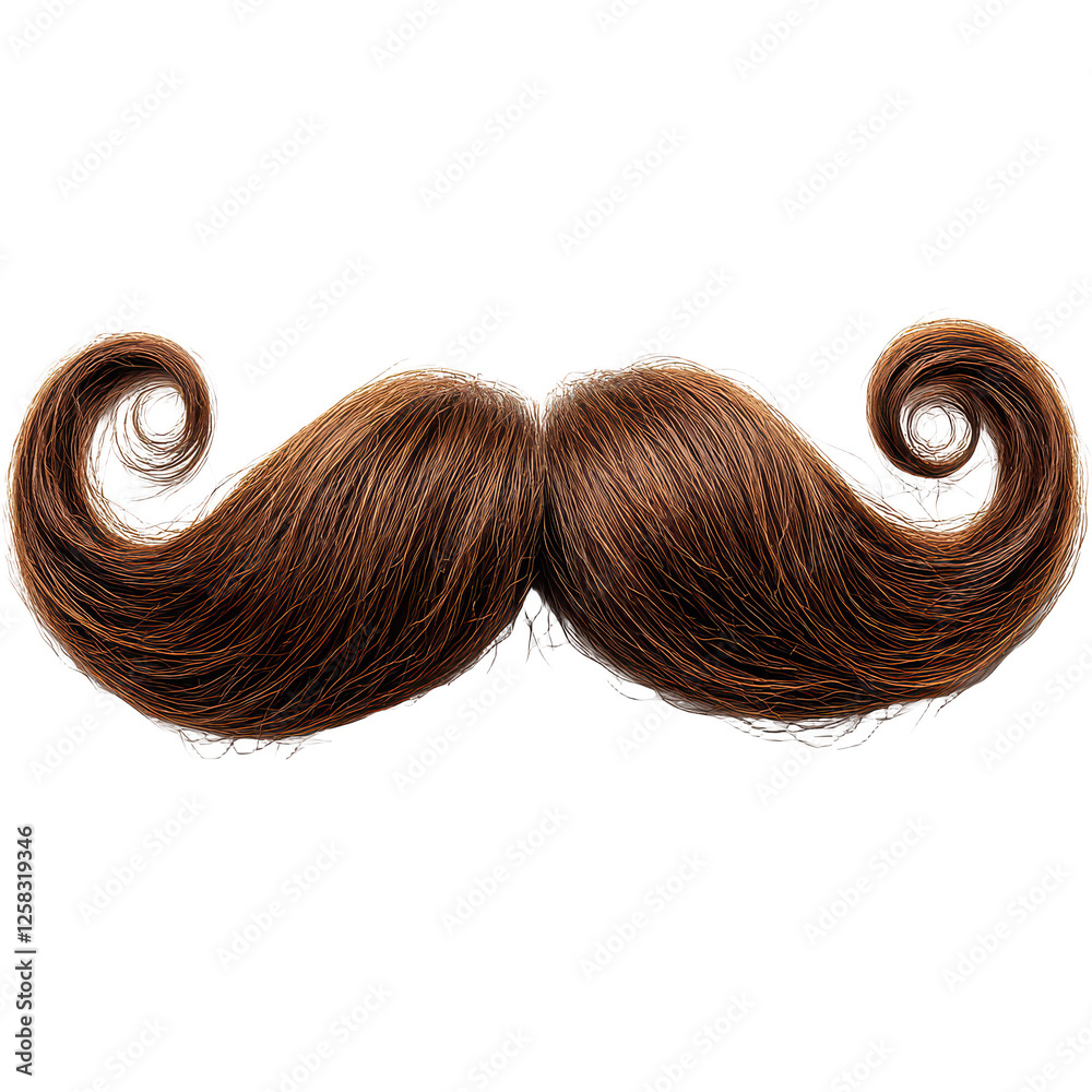 Majestic chestnut brown hair mustache isolated on transparent ...