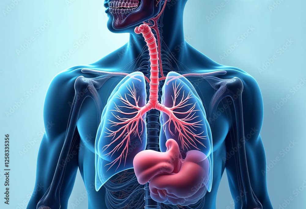 Anatomy of Human Lungs and Heart, internal organs of the human body ...
