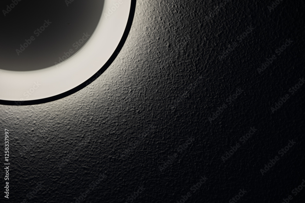 Ceiling light on black wall. Abstract background and texture for design ...