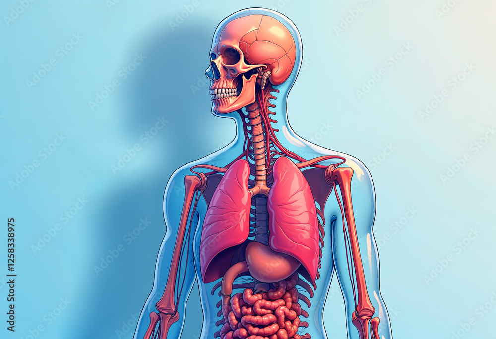 Anatomy of Human Lungs and Heart, internal organs of the human body ...