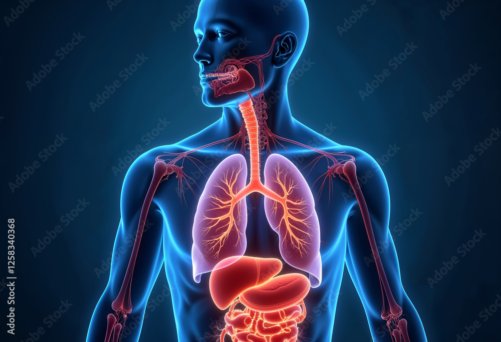Anatomy of Human Lungs and Heart, internal organs of the human body ...