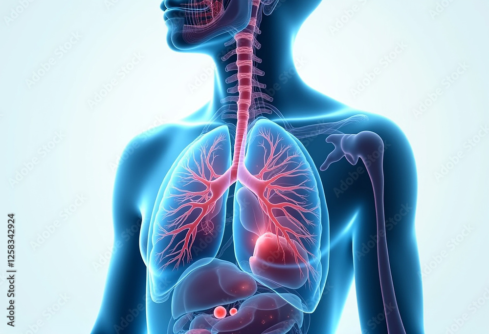 Anatomy of Human Lungs and Heart, internal organs of the human body ...