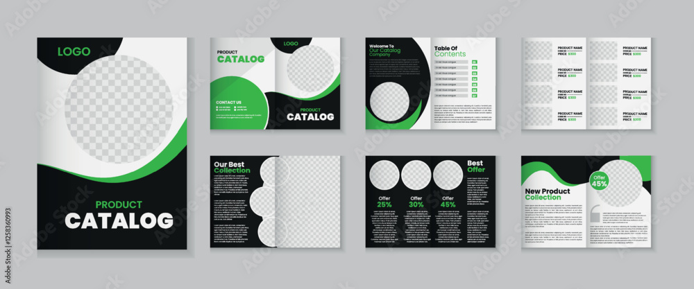 Modern company product catalogue design template, clean furniture ...