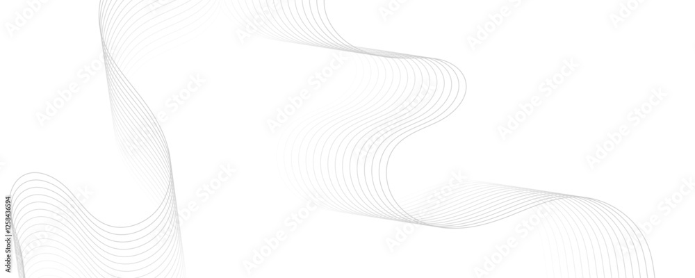 Abstract gray wave dynamic curve lines on transparent background with ...