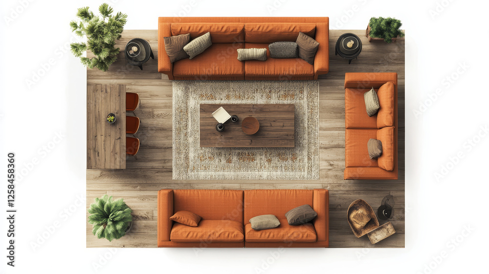 lounge suite overhead view and couch top view isolated on white ...